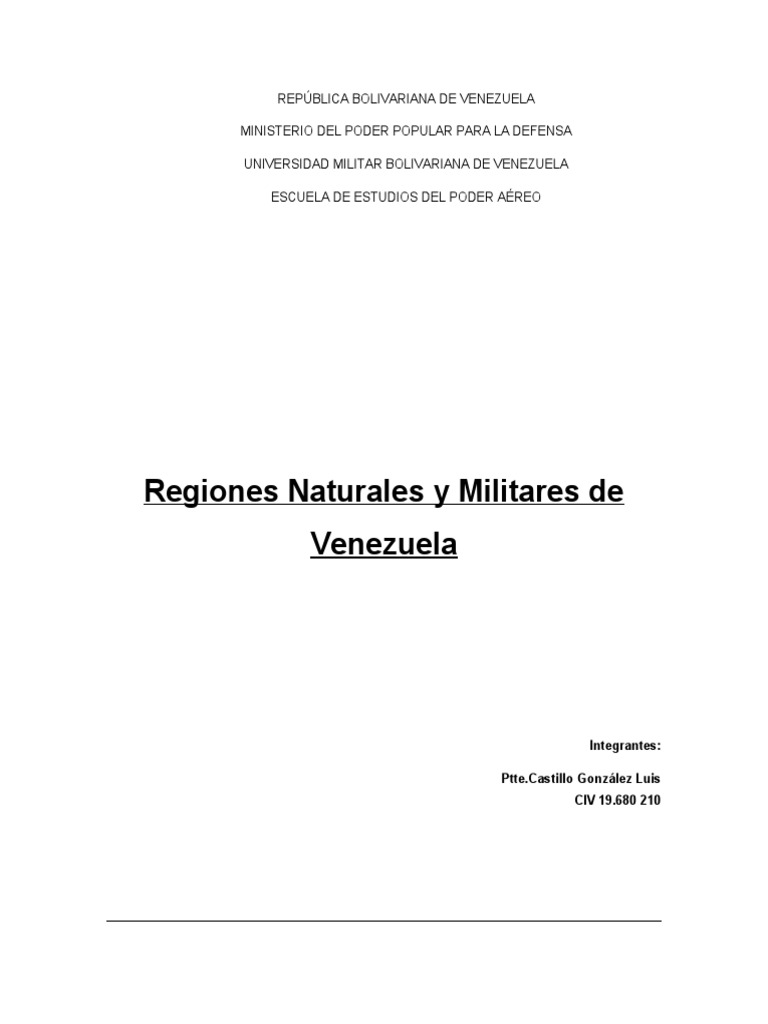 Regiones Naturales de Venezuela. | PDF | Venezuela | Clima