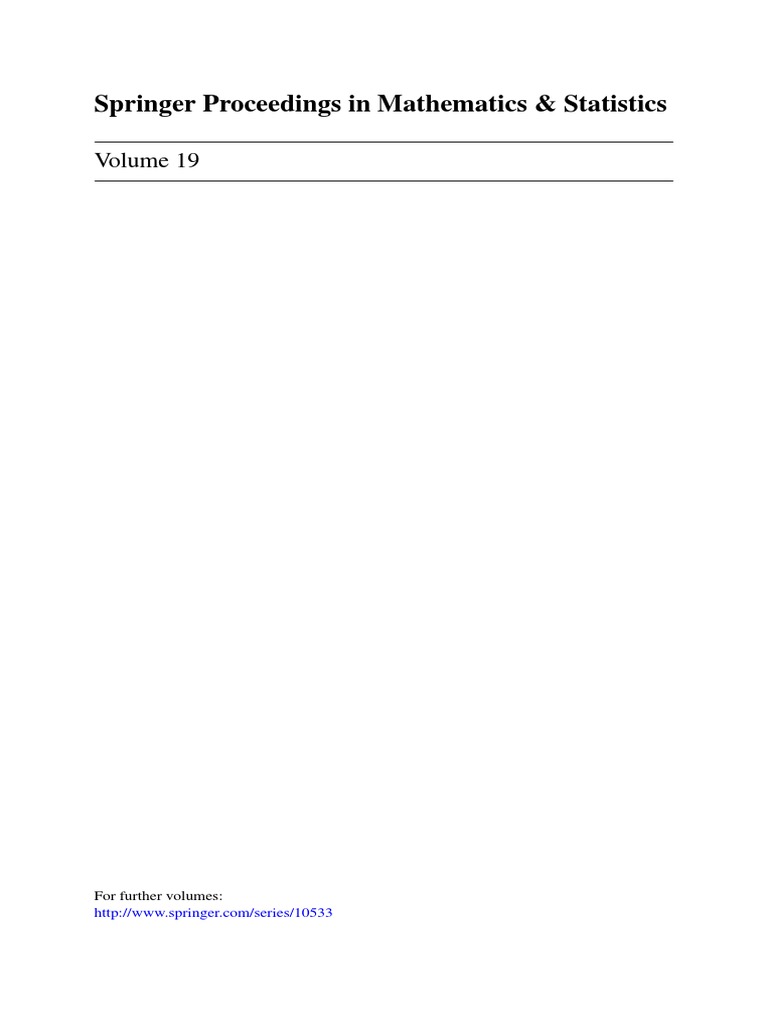 Springer Proceedings In Mathematics And Statistics For Further Volumes Pdf Stochastic