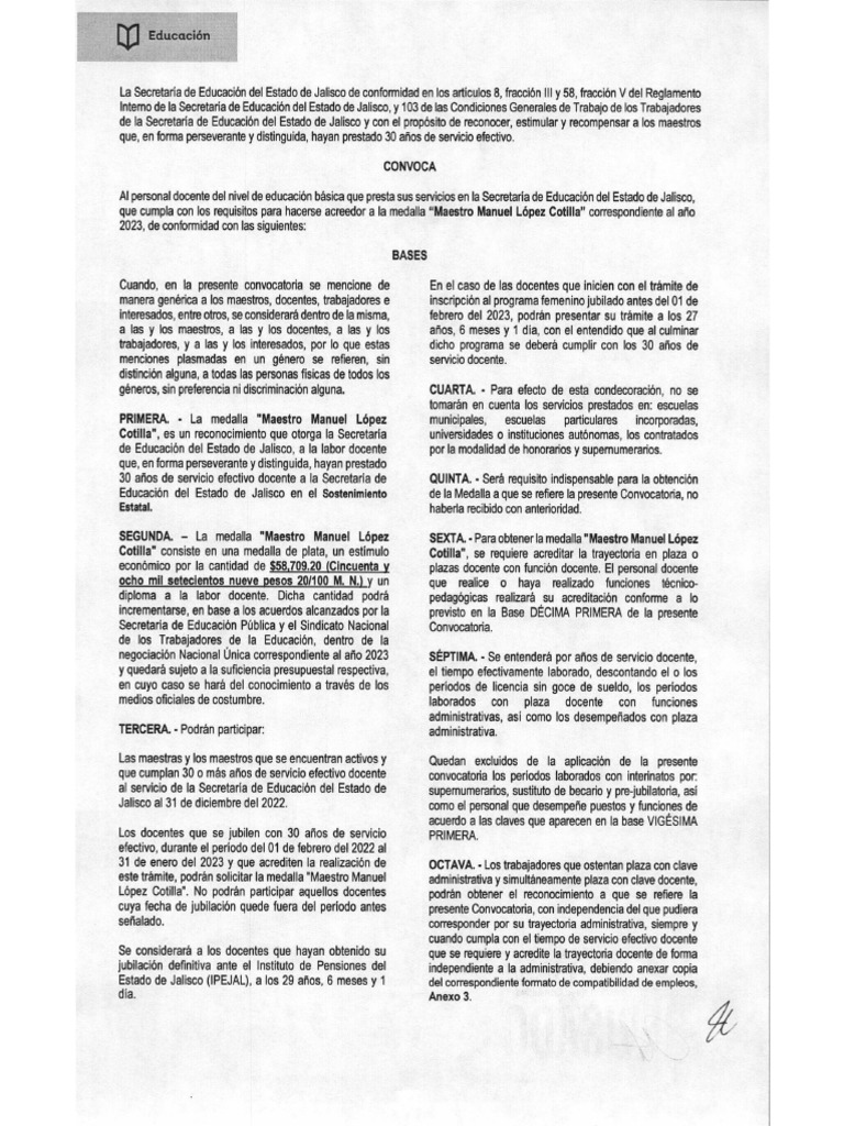 Mestro Manuel Lopez Cotilla 30 Años | PDF