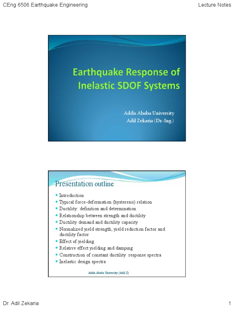 Earthquake Response of Inelastic SDOF Systems | PDF | Deformation ...