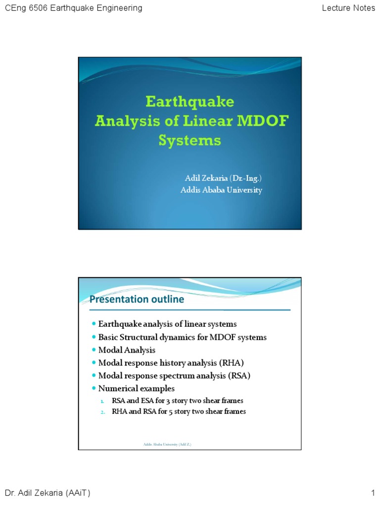 Earthquake Response of Linear MDOF Systems | PDF | Applied Mathematics ...