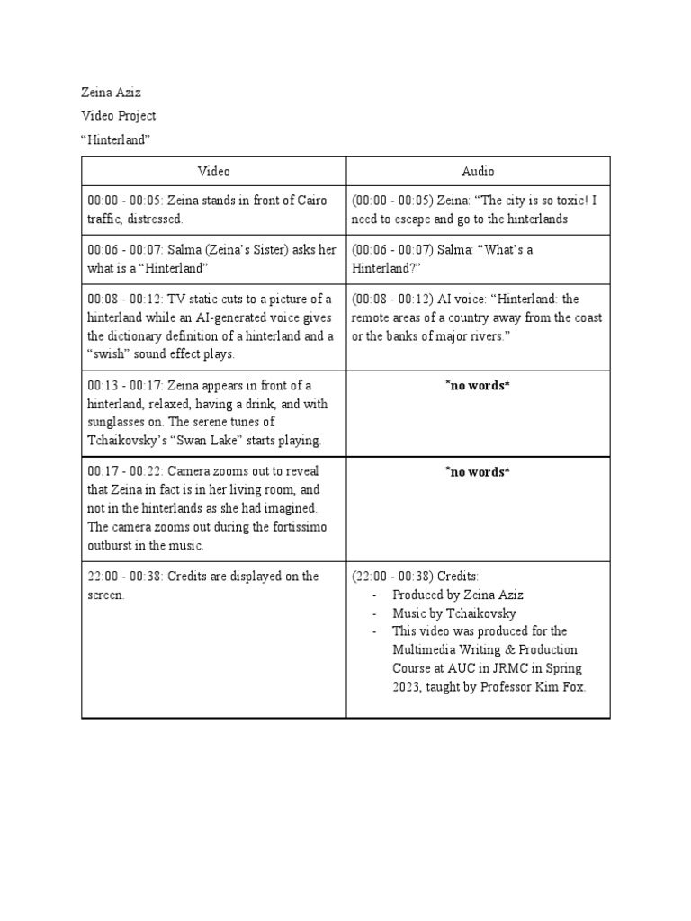 Video Script - Zeina Aziz | PDF