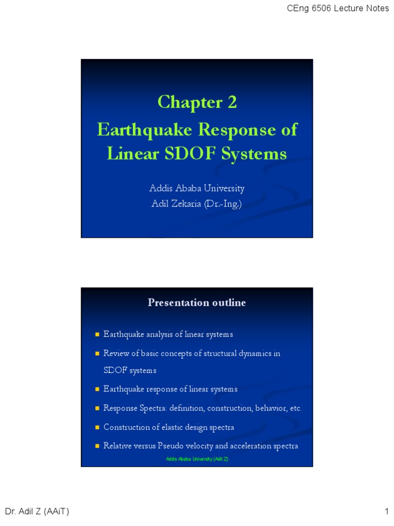 EQ Response Linear SDOF Systems 2022 | PDF | Nonlinear System | Physical Quantities