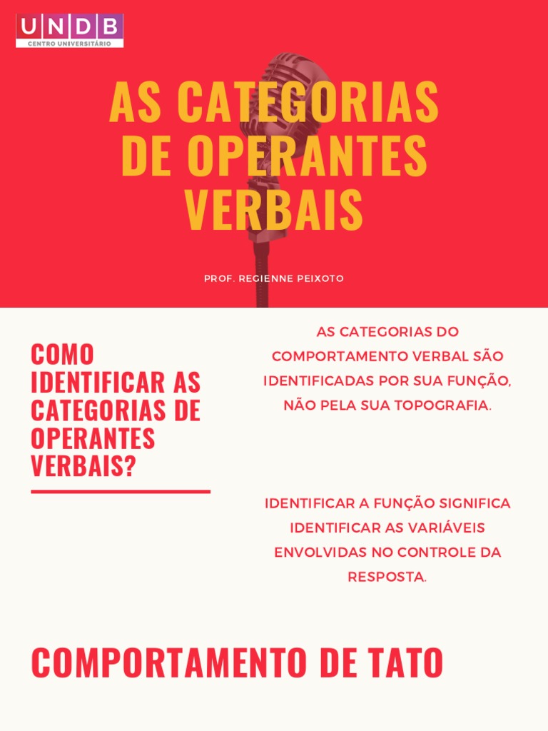 Categorias de Operantes Verbais | PDF | Comportamento | Reforço