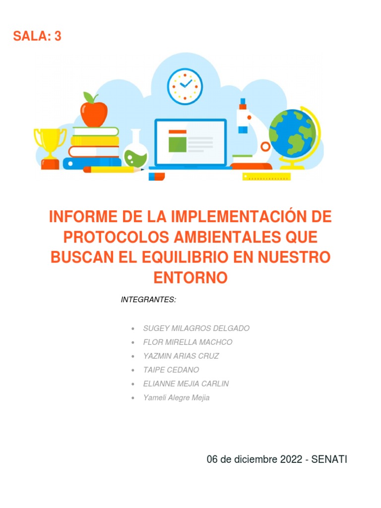 Informe - PROTOCOLOS AMBIENTALES Sala 3 | PDF | Entorno natural | Contaminación