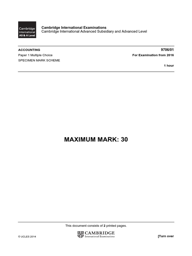 2016 Paper 1 Specimen Paper Markscheme | PDF