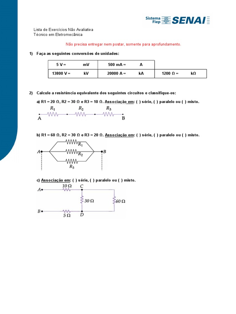 Lista de Exercícios 01 - UC01 | PDF | Ciências e Matemática
