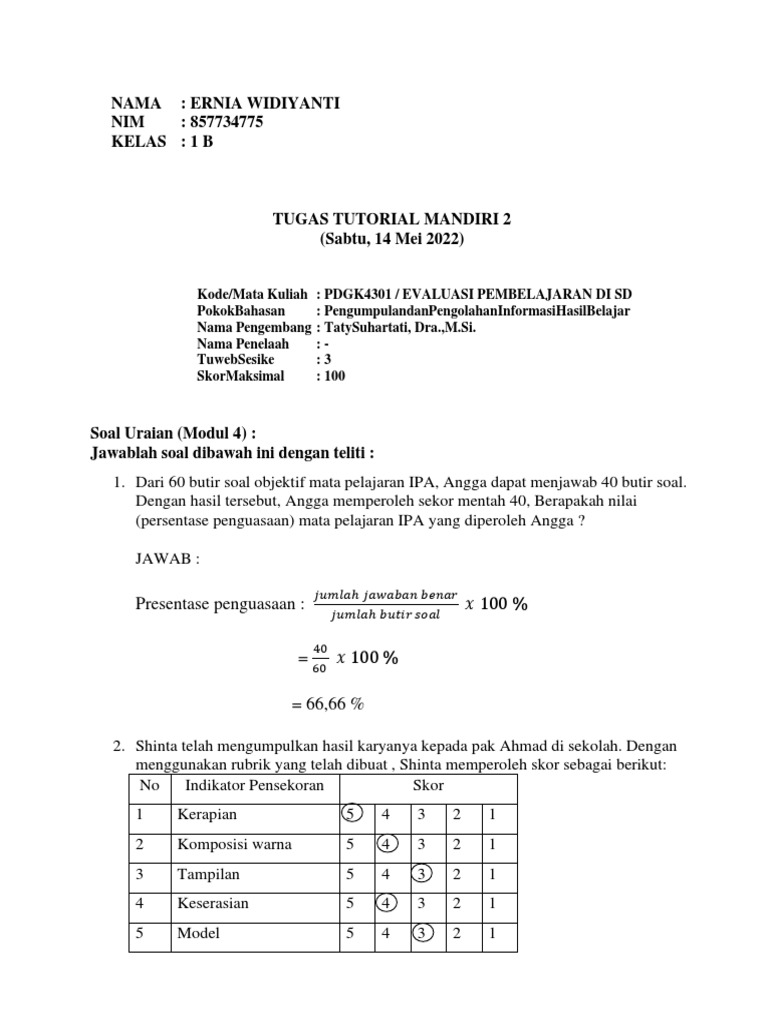 TTM 2.evaluasi. Ernia Widiyanti. 857734475 | PDF