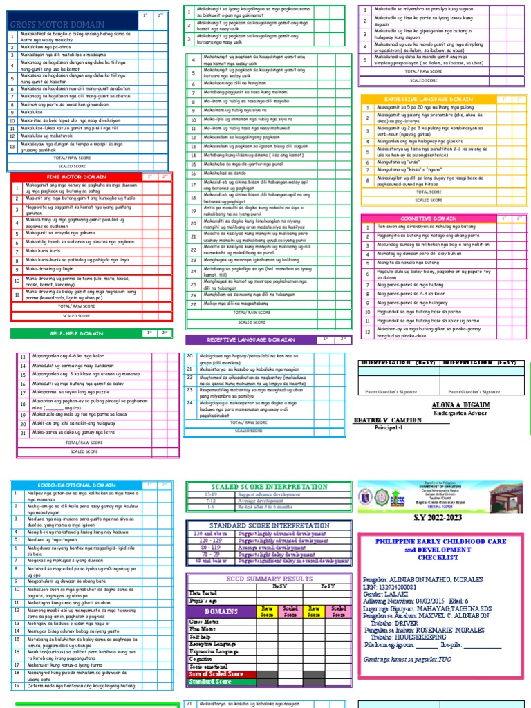 Kinder-ECCD-CHECKLIST-BINISAYA-2021-2022 | PDF