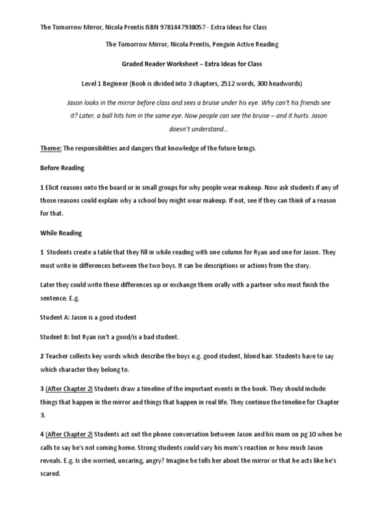 Extra Class Ideas for "The Tomorrow Mirror" | PDF