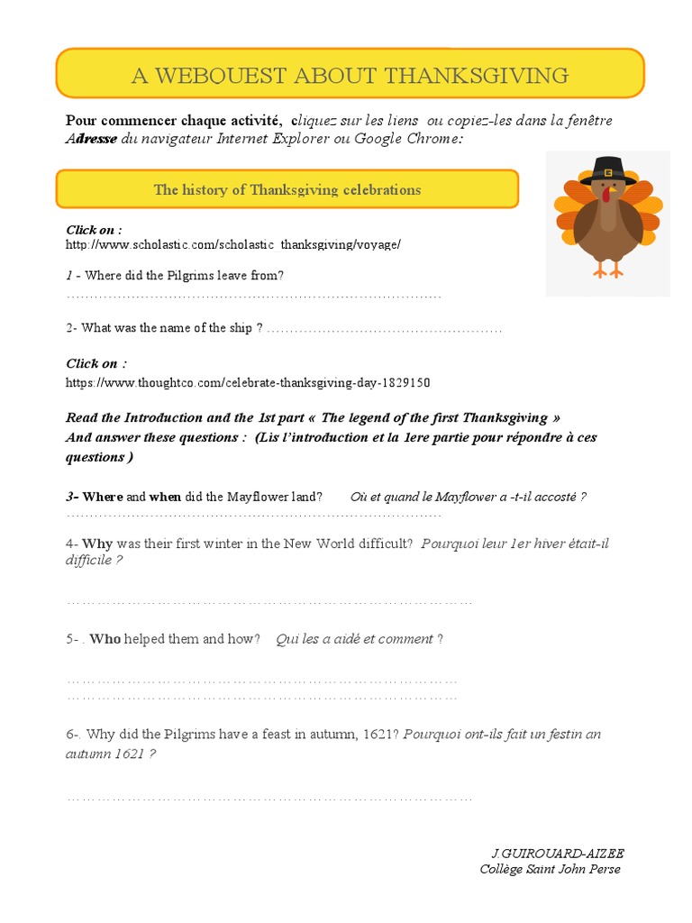 2021 Webquest Thanksgiving 2 | PDF | Sports & Recreation | Games ...