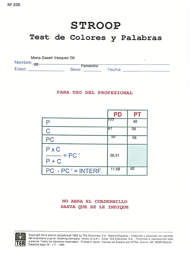 Análisis del Stroop de Colores | PDF | Azul | Diseño gráfico