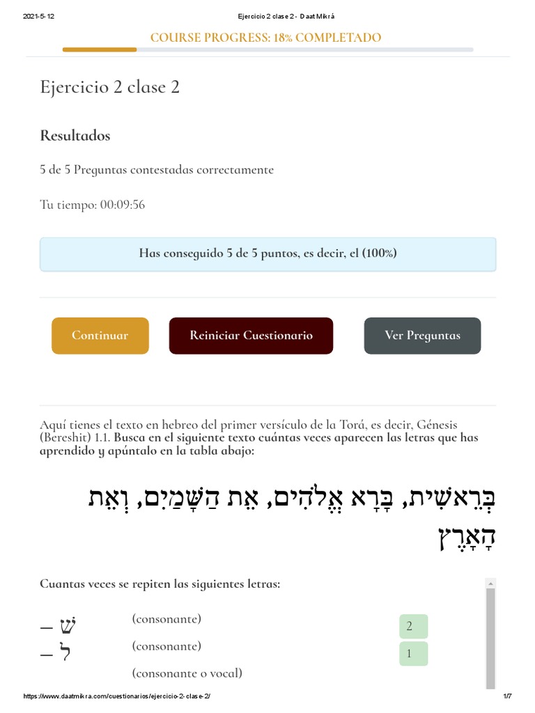 Ejercicio 2 clase 2 - Daat Mikrá | PDF | Tora | Libro del Génesis