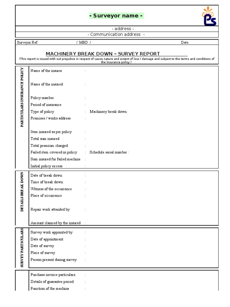 MBD Survey Report Format | Financial Risk | Insurance