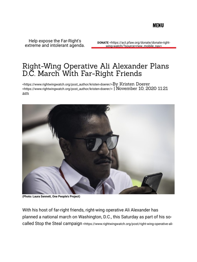 Right-Wing Operative Ali Alexander Plans D.C. March With Far-Right ...