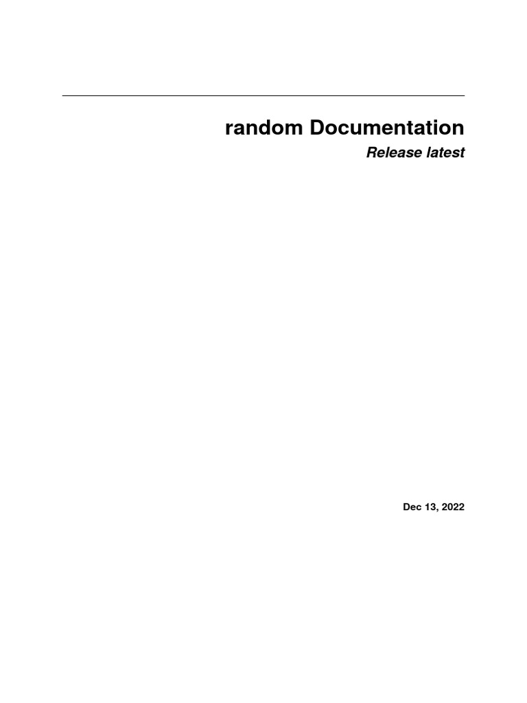 Random Documentation - Random | PDF