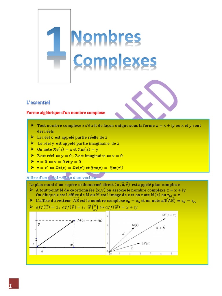 Chapitre Nombres Complexes | PDF | Nombre complexe | Cercle