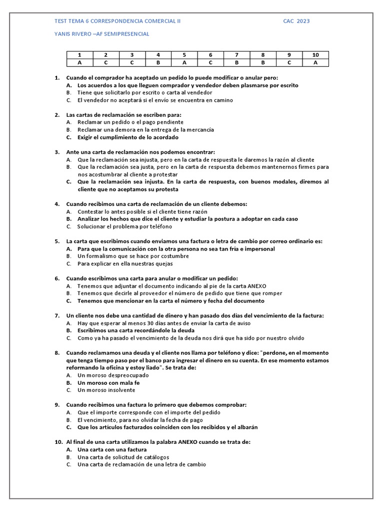 Correspondencia Comercial: Claves y Ejemplos | PDF