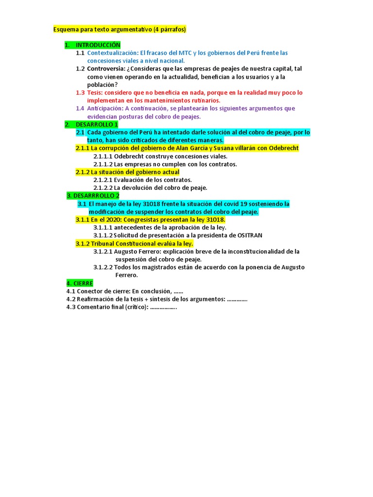Plantilla Esquema para Texto Argumentativo | PDF | Gobierno