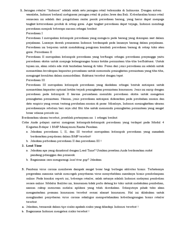 Tugas 2 Manajemen Rantai Pasokan 2 | PDF