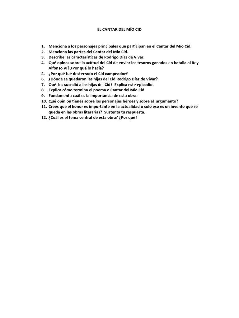 El Cantar Del M o Cid | PDF