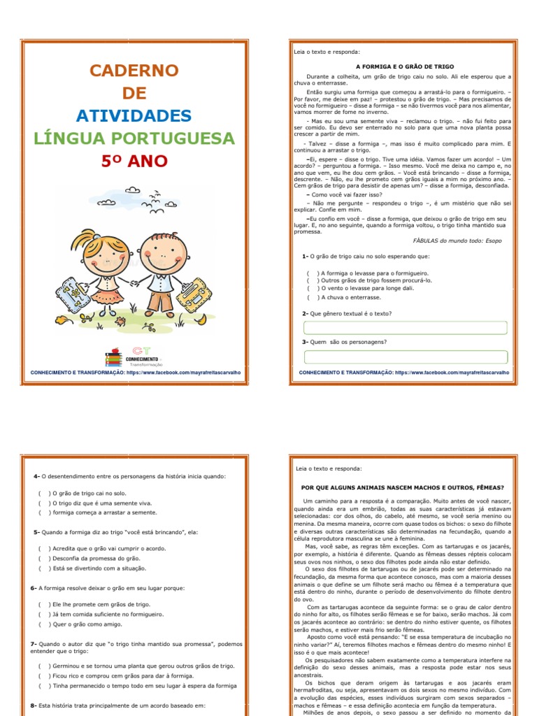 Atividades Geral 5 Ano II | PDF | Sexo | Formiga