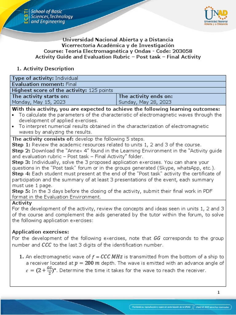 Activity Guide and Evaluation Rubric - Post Task - Final Activity | PDF ...