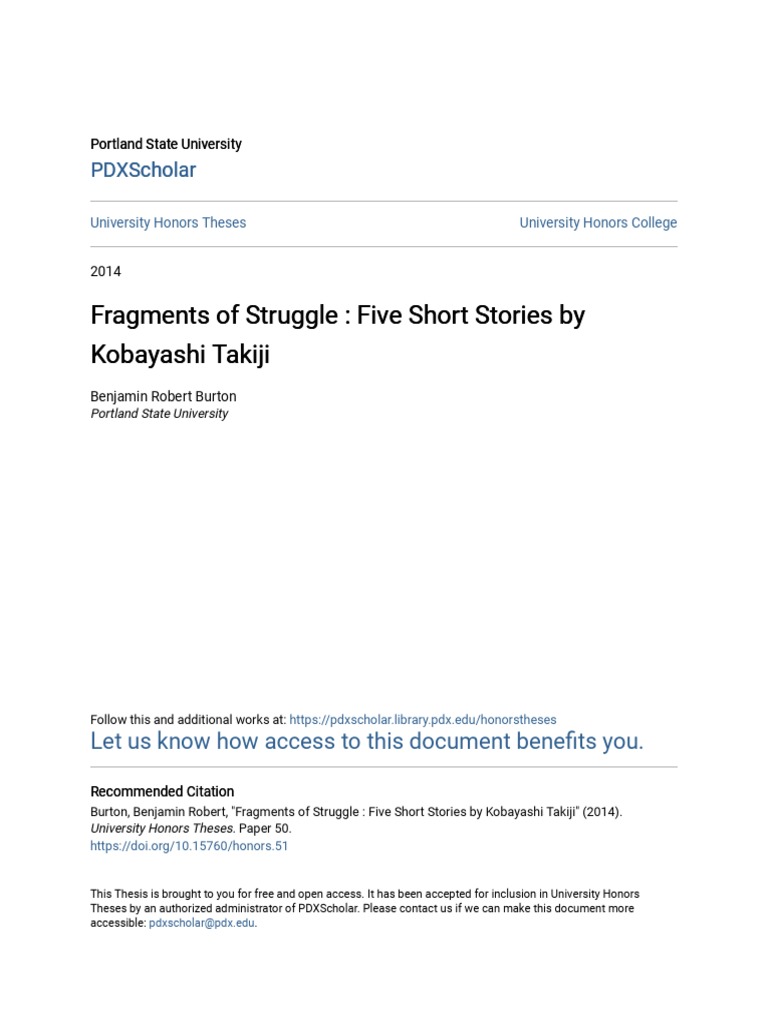Fragments of Struggle - Five Short Stories by Kobayashi Takiji | PDF