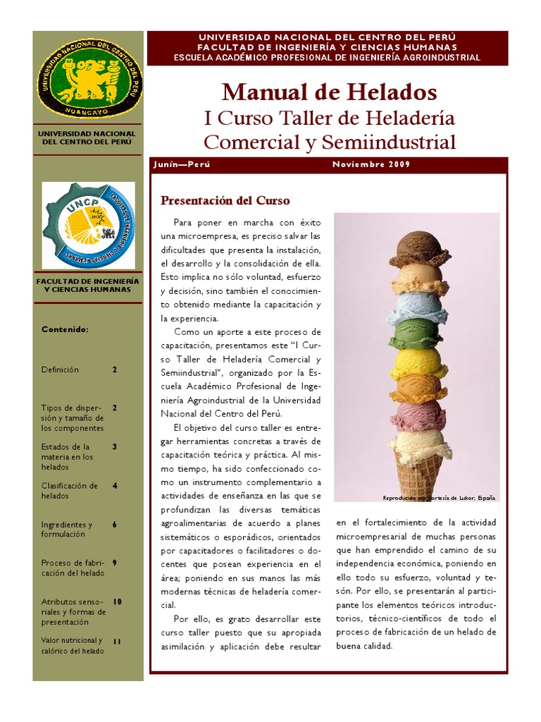 Manual Curso Helados | PDF | Coloide | Helado