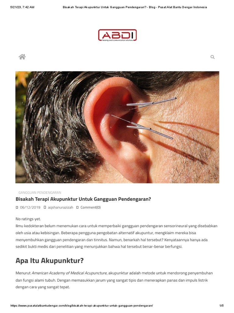 Bisakah Terapi Akupunktur Untuk Gangguan Pendengaran - Blog - Pusat Alat Bantu Dengar Indonesia ...