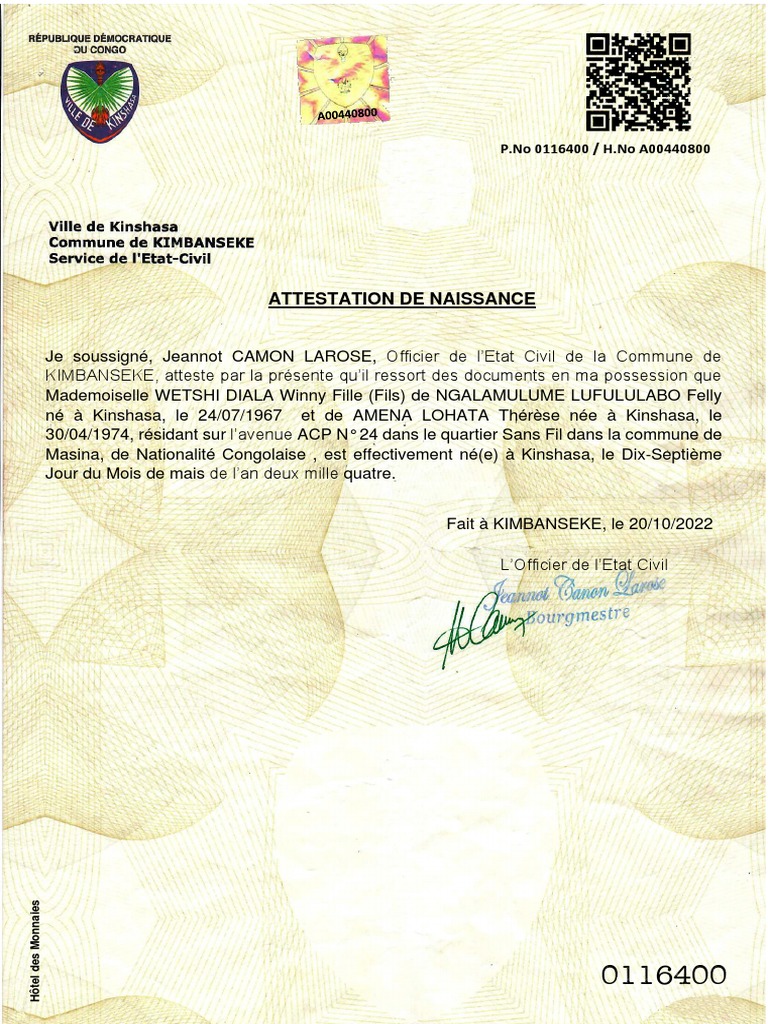 Acte De Naissance En Pdf – Imprimé Demande Acte De Naissance – GARAKD