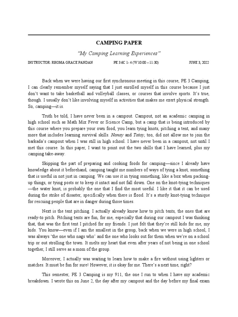 Camping Paper | PDF