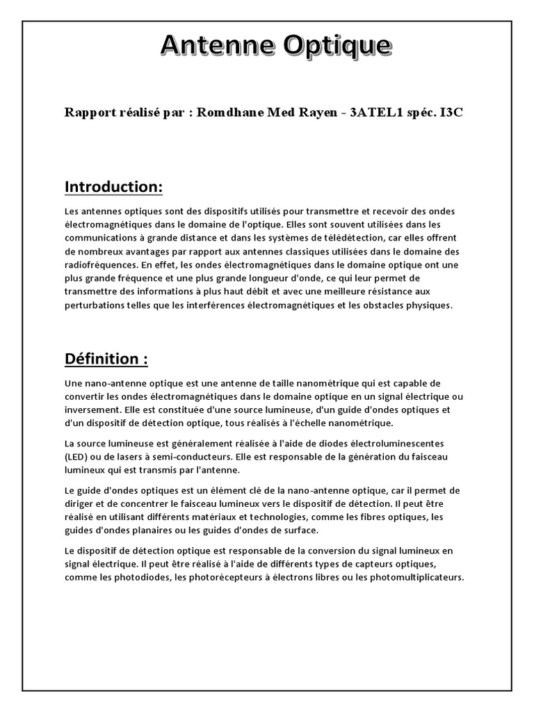 Antenne Optique Romdhane Med Rayen | PDF | Optique | Antenne (Radio)