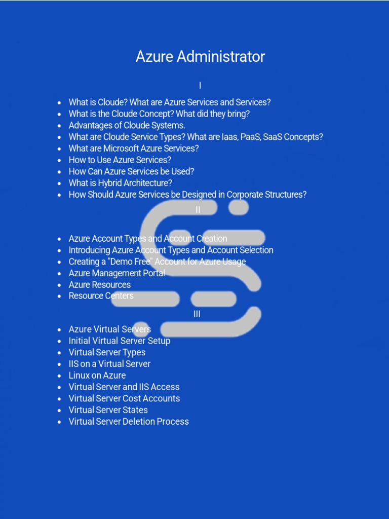 Azure Administrator Guide and Services Overview | PDF