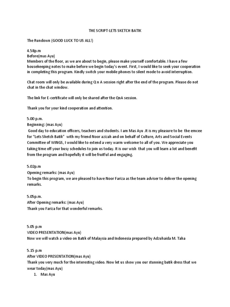 THE Emcee SCRIPT | Download Free PDF | Textiles | Clothing