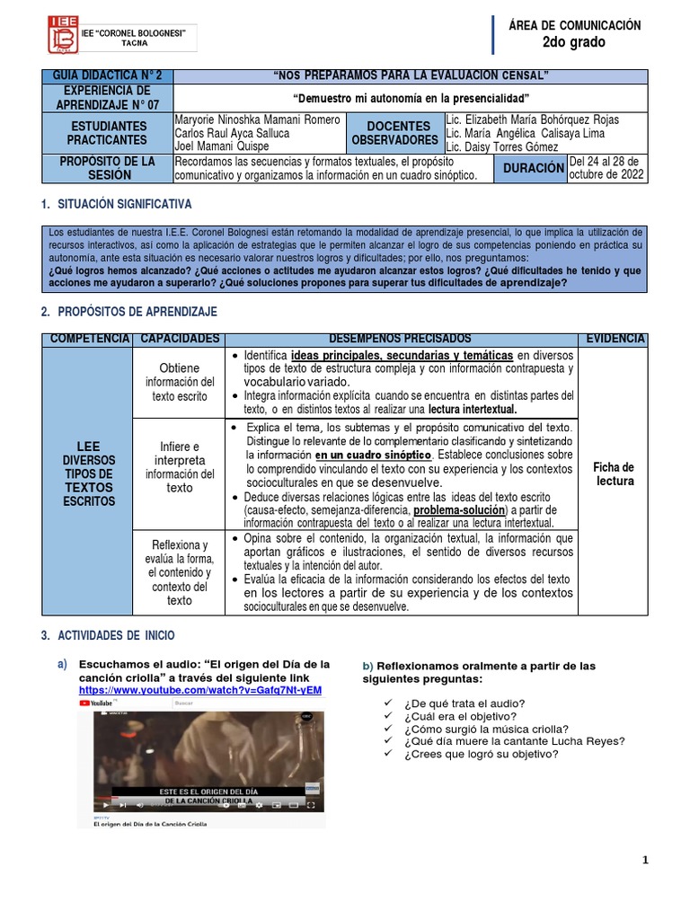 GD2 Ea7 2do | PDF | Aprendizaje | Evaluación