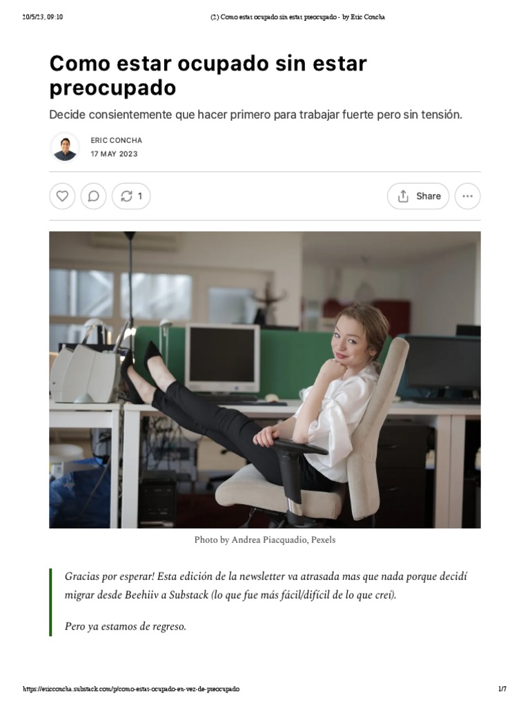 Como Estar Ocupado Sin Estar Preocupado - by Eric Concha | PDF