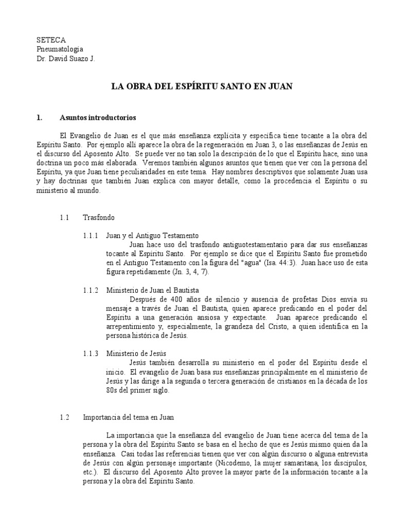 2 La Obra Del Esp+¡Ritu Santo en Juan-David Suazo | PDF | espíritu Santo | Juan el apóstol