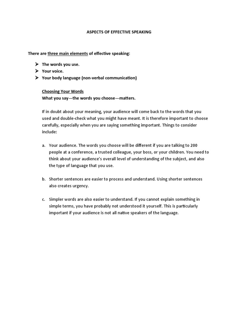 Aspects of Effective Speaking | PDF