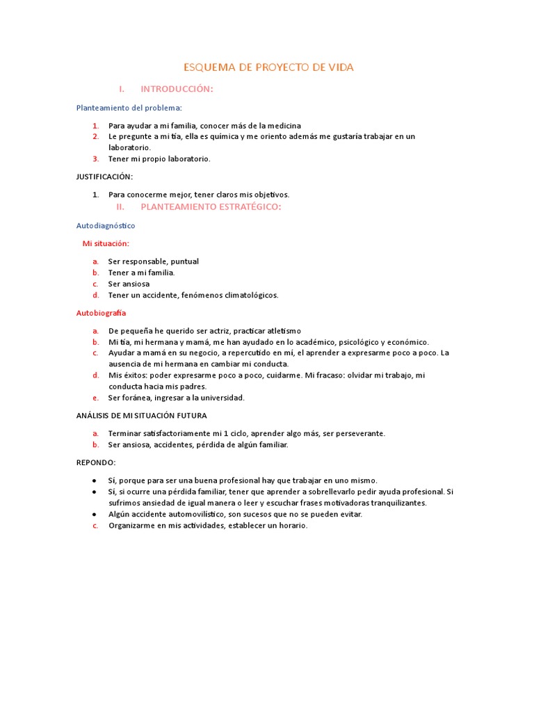 Esquema de Proyecto de Vida | PDF | Sicología