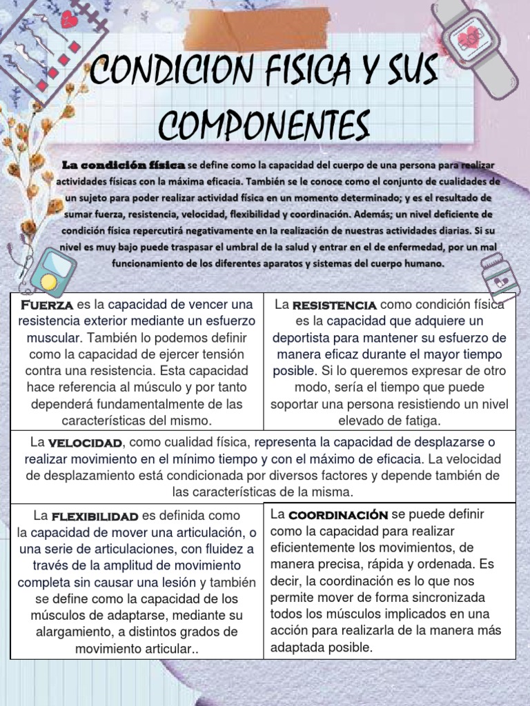 Condicion Fisica y Sus Componentes...... | PDF | Flexibilidad (anatomía ...