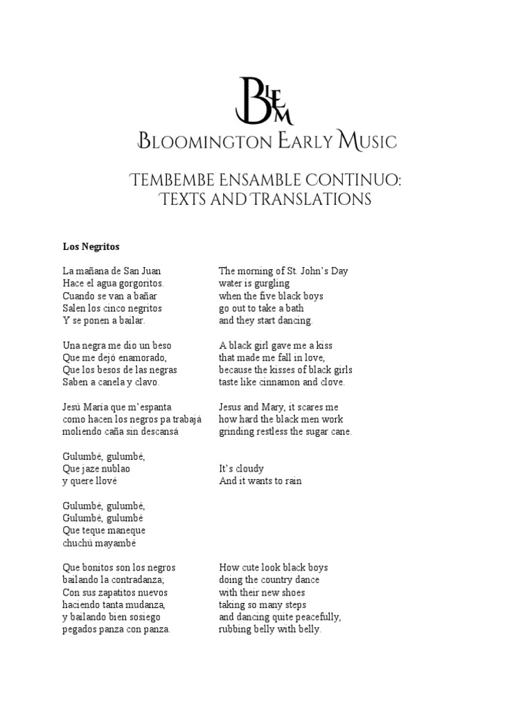 Tembembe Ensamble Continuo | PDF