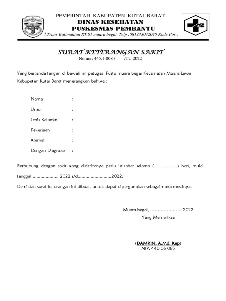 Blanko Surat Keterangan Sakit | PDF