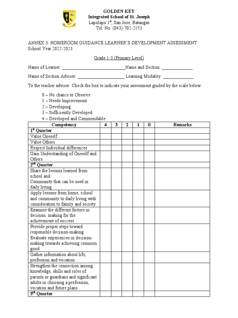 Golden Key Integrated School of St. Joseph | PDF