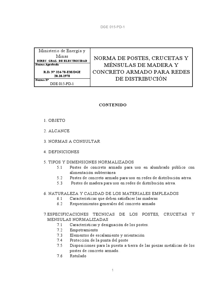 Norma DGE 015 PD 1 | PDF | Hormigón | Madera