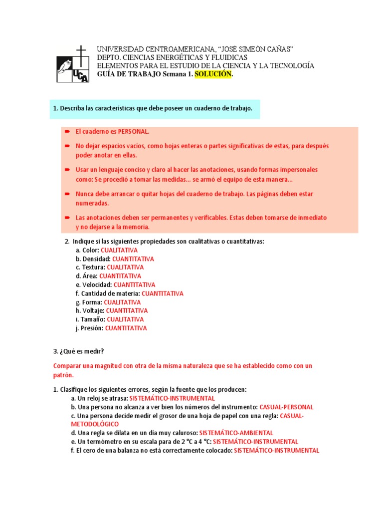 Guía de Repaso Semana 1 Sol | PDF | Science | Ciencias fisicas