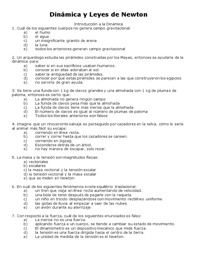 Ejercicios de Práctica Dinamica | PDF | Fuerza | Masa