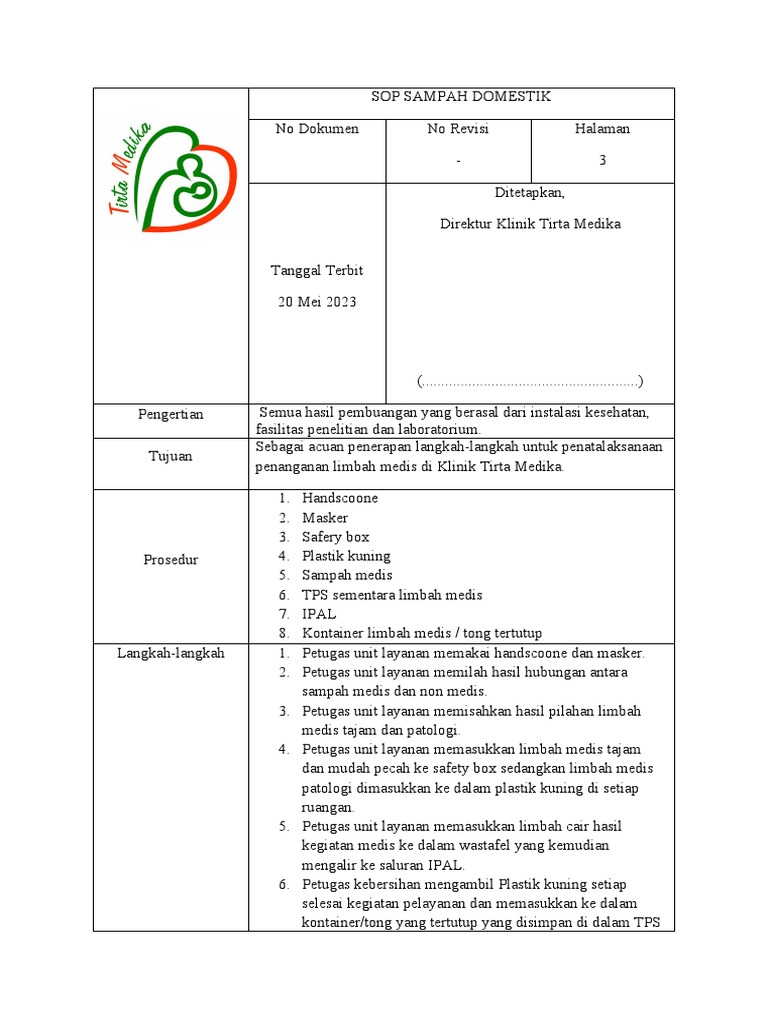 Bab 1.3 Ep6 Sop Sampah Domestik | PDF