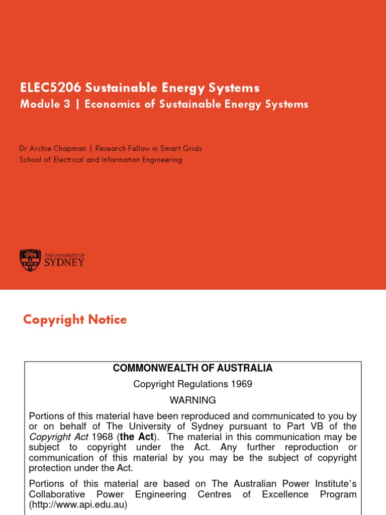 ELEC5206 - M3 - Economics of Sustainable Energy Systems | PDF ...