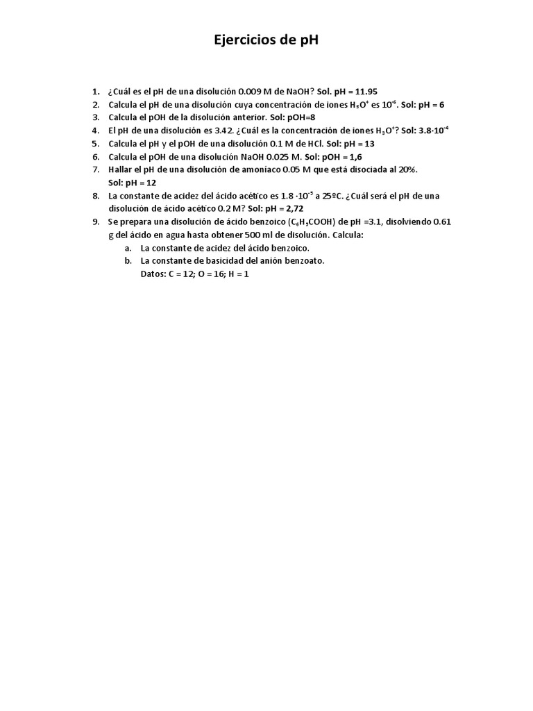 ejercicios pH | PDF